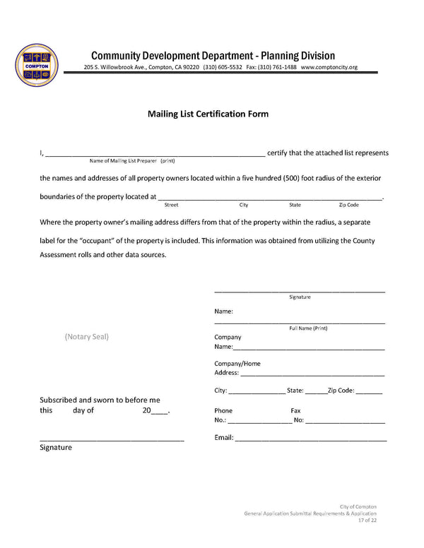 Compton Radius Map Property Owner Occupant List Mailing List Certifica ...
