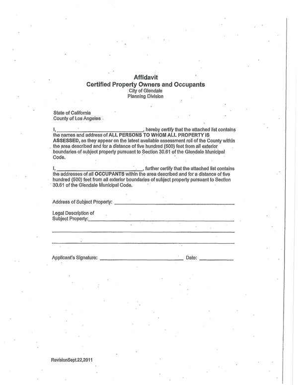 Glendale Public Noticing Materials | 500-foot Radius Owner and Occupan ...