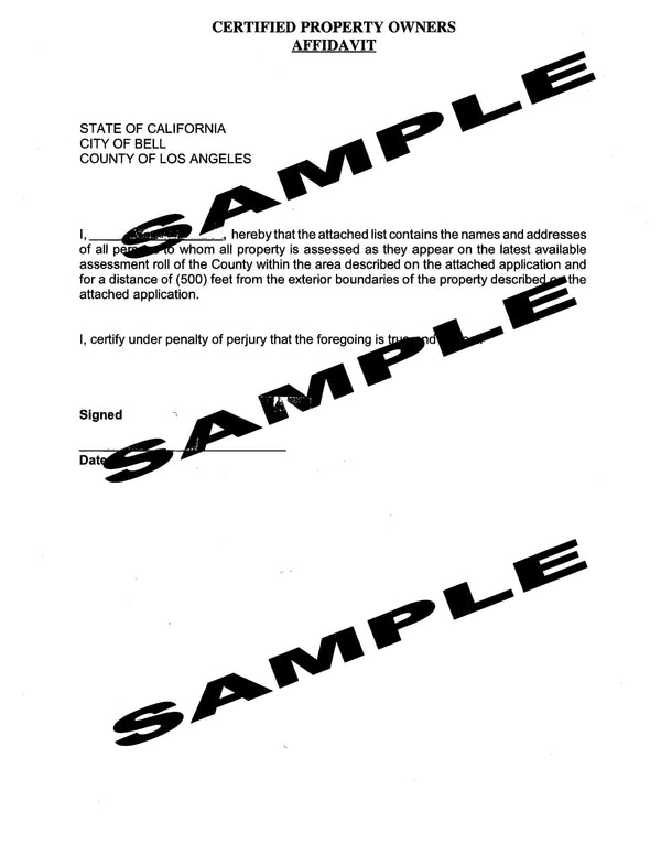 Bell Radius Map Property Owners and Mailing Labels Certified Property ...