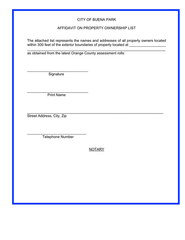 Buena Park Radius Map - Property Ownership Listing - Express Mapping